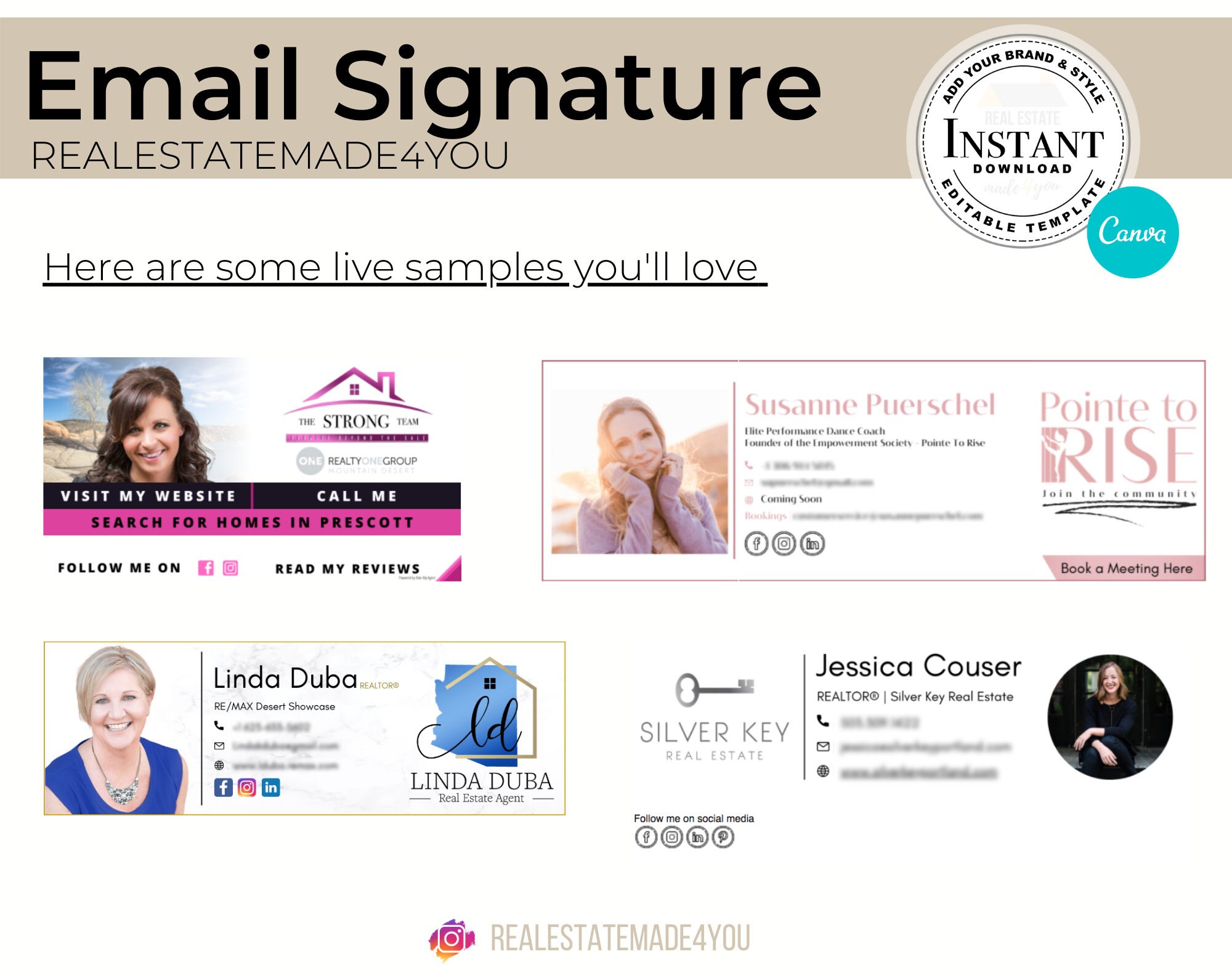 Email Signature V5 Editable in Canva Custom Gmail Signature | Etsy