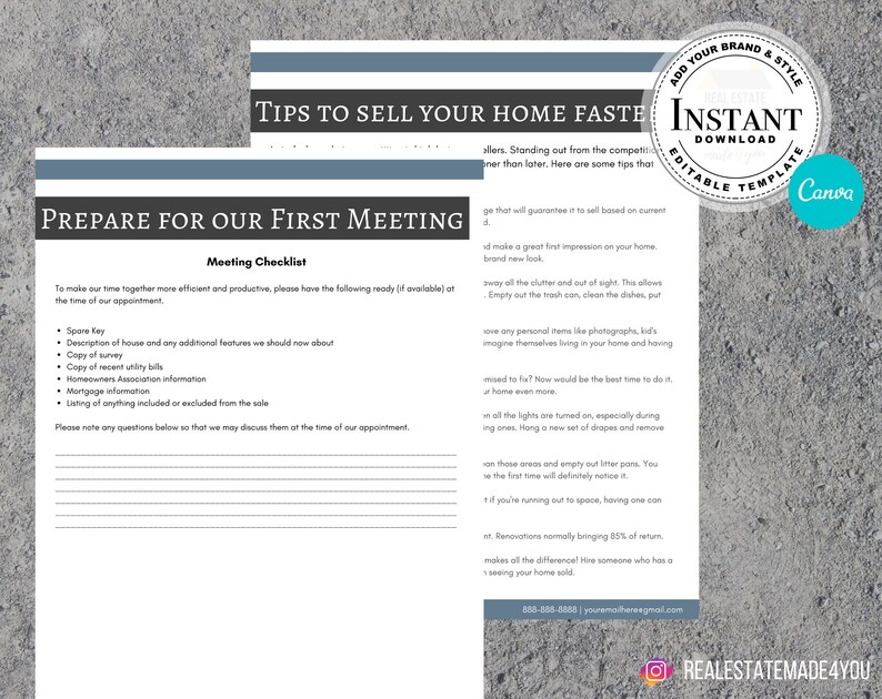 Real Estate Listing Presentation Pre Listing Guide Real - Etsy