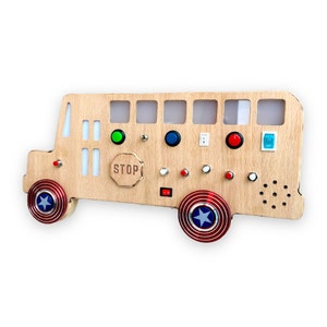 Cocomelon School Bus Handmade Wooden Busyboard With Button Switch Led ...