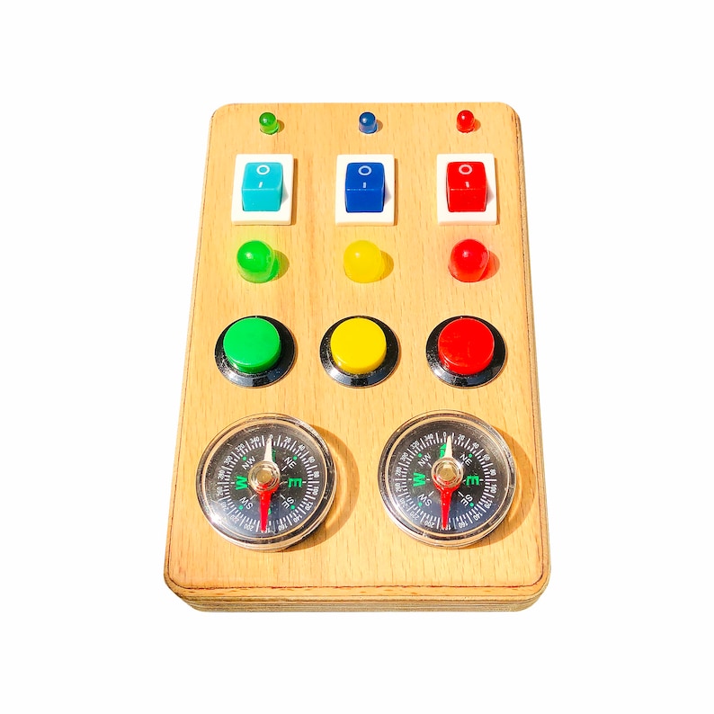 Montessori Busy Board: Toddler Sensory Toy With LED Lights, Compass ...