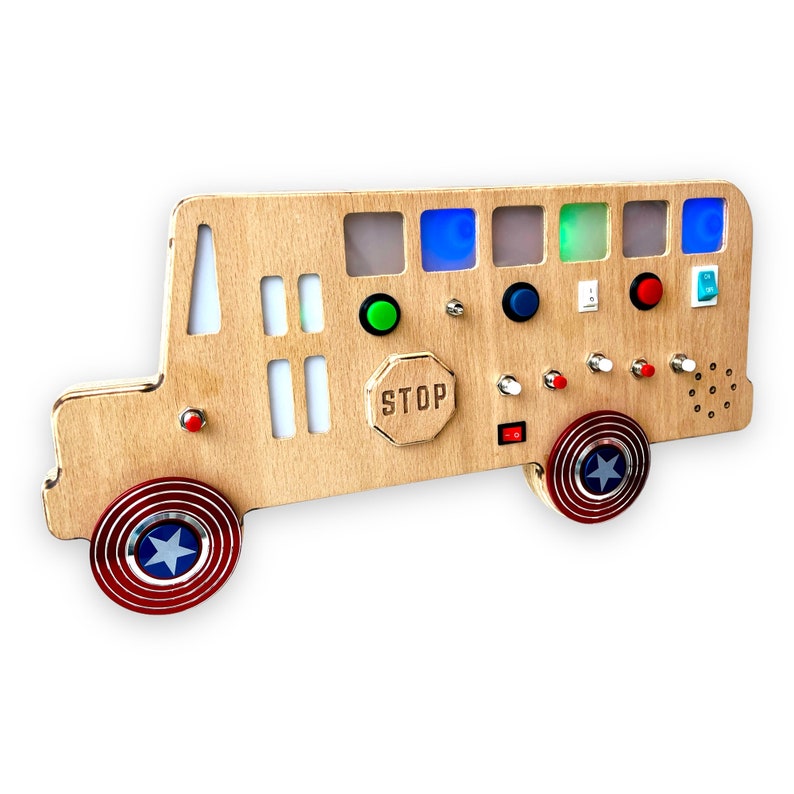 Cocomelon School Bus Handmade Wooden Busyboard With Button - Etsy
