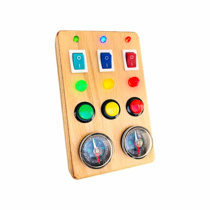 Montessori Busy Board: Toddler Sensory Toy With LED Lights & Compass - Etsy