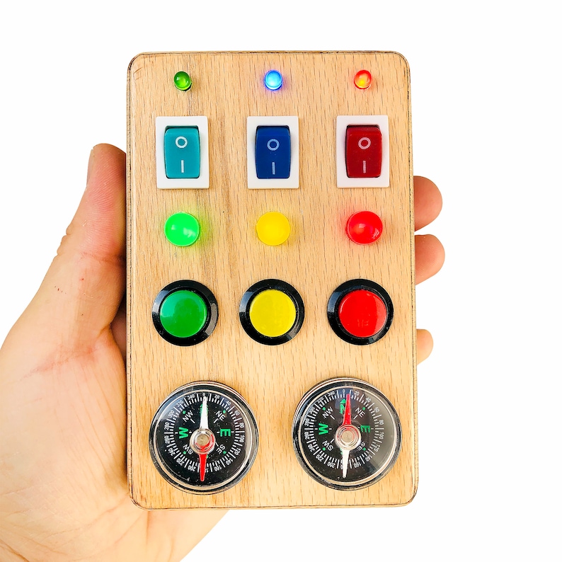 Montessori Busy Board: Toddler Sensory Toy With LED Lights & Compass - Etsy