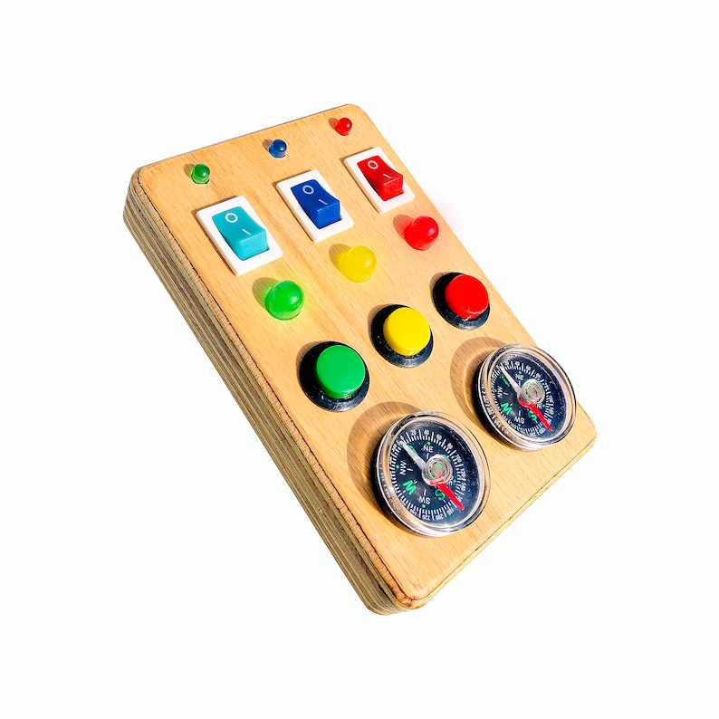 Montessori Busy Board: Toddler Sensory Toy With LED Lights, Compass ...