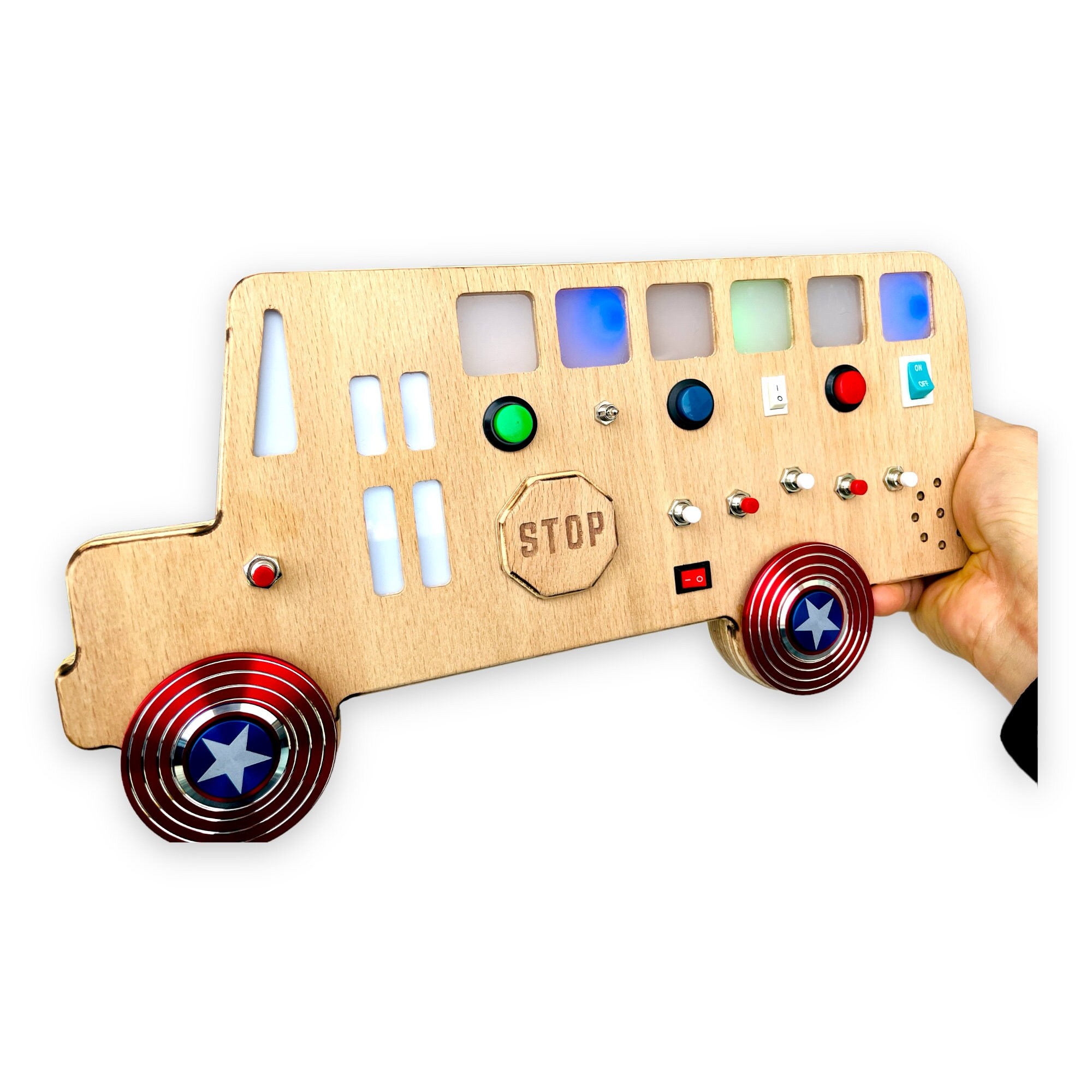 Cocomelon School Bus Handmade Wooden Busyboard With Button - Etsy