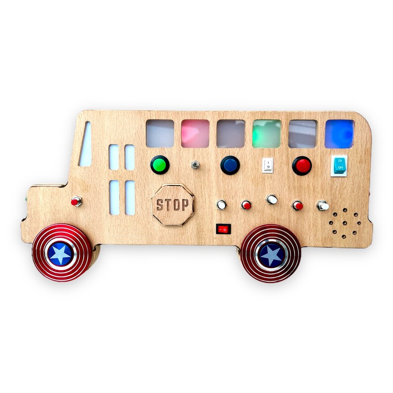 Cocomelon School Bus Handmade Wooden Busyboard With Button - Etsy