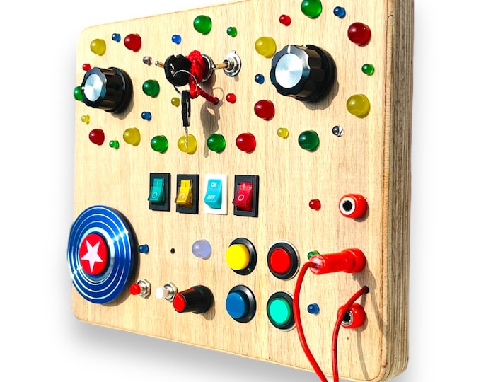 Radio Knobs Handmade Wooden Montessori Busy Board With Fidget Spinner ...
