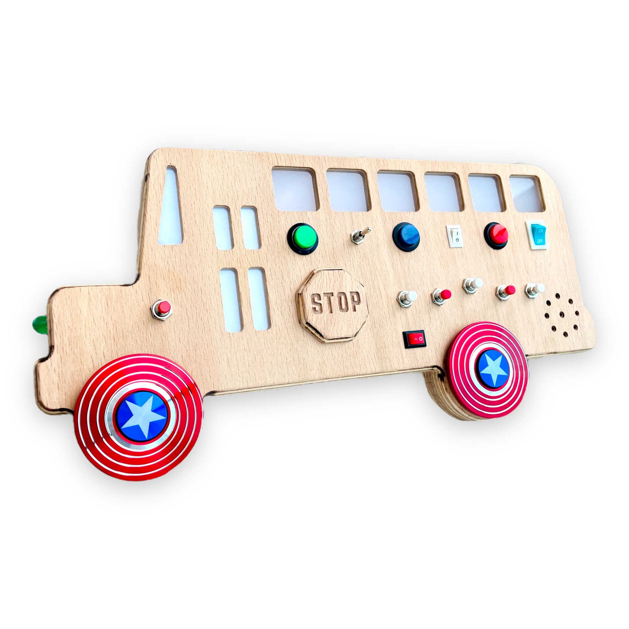 Cocomelon School Bus Handmade Wooden Busyboard With Button - Etsy