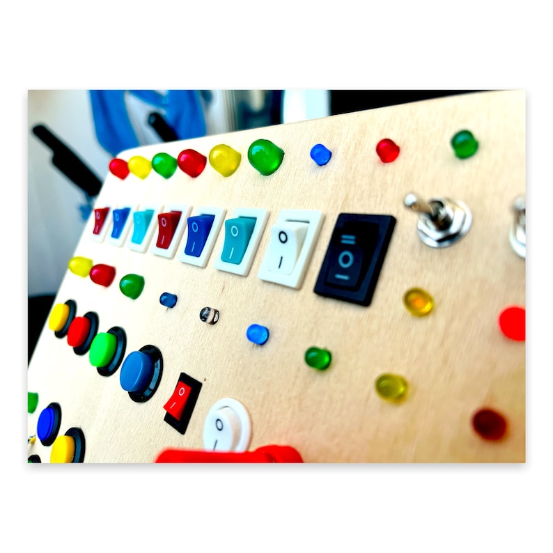 Handmade Montessori Busy Board, Toddler Travel Toy, Lights and Buttons ...