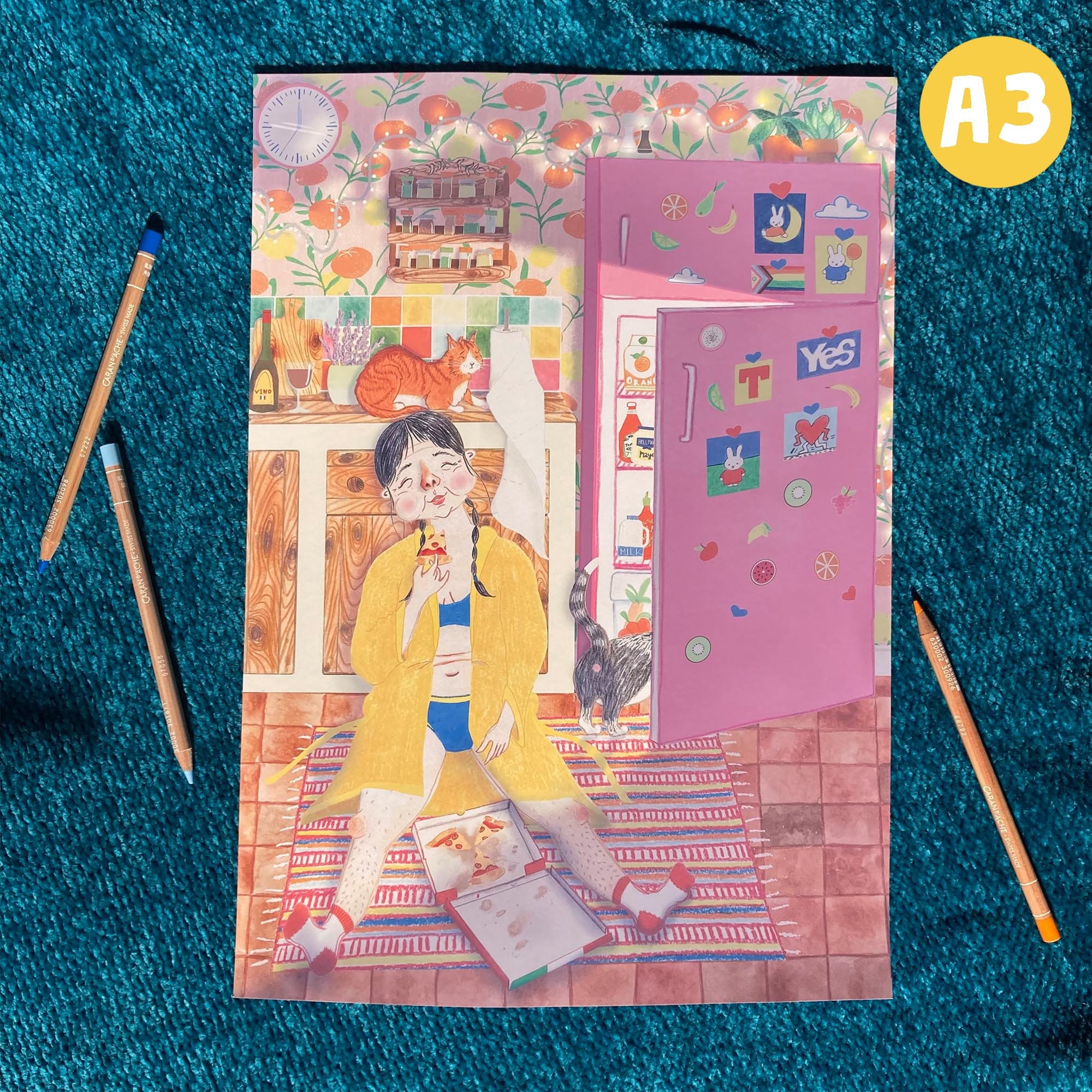 Midnight Pizza Illustrated Art Print A3 A4 and A5 - Etsy