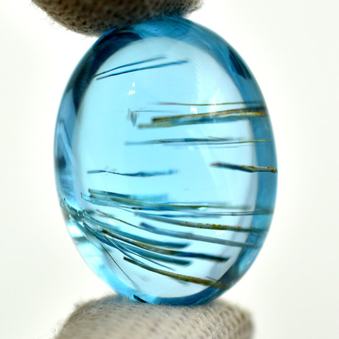 Very Beautiful Blue Topaz Rutile Smooth Cabochon Rutile in Blue Topaz ...
