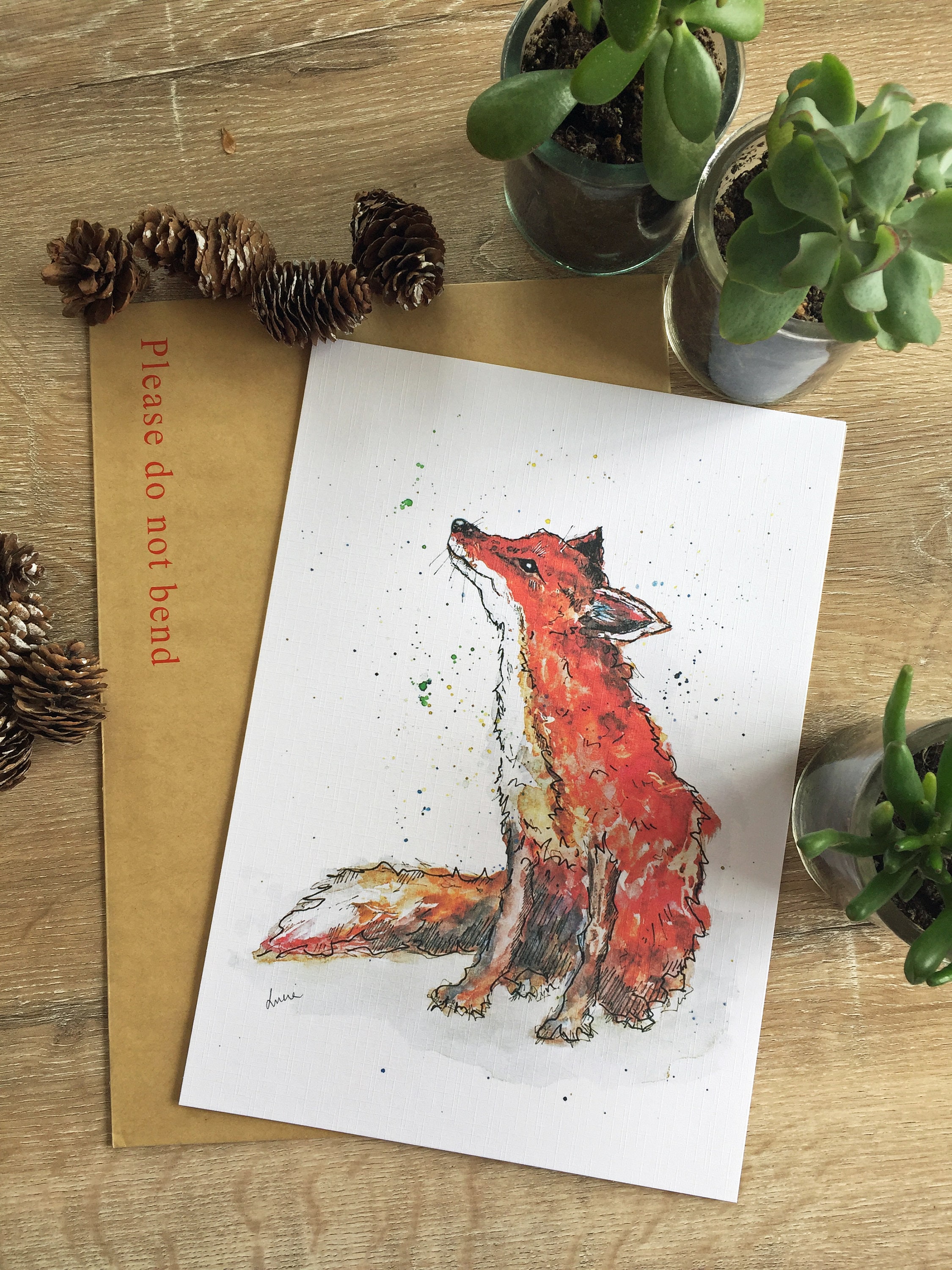 A4 PRINT Curious fox Sweet fox watercolour print, unframed, fun fox ...