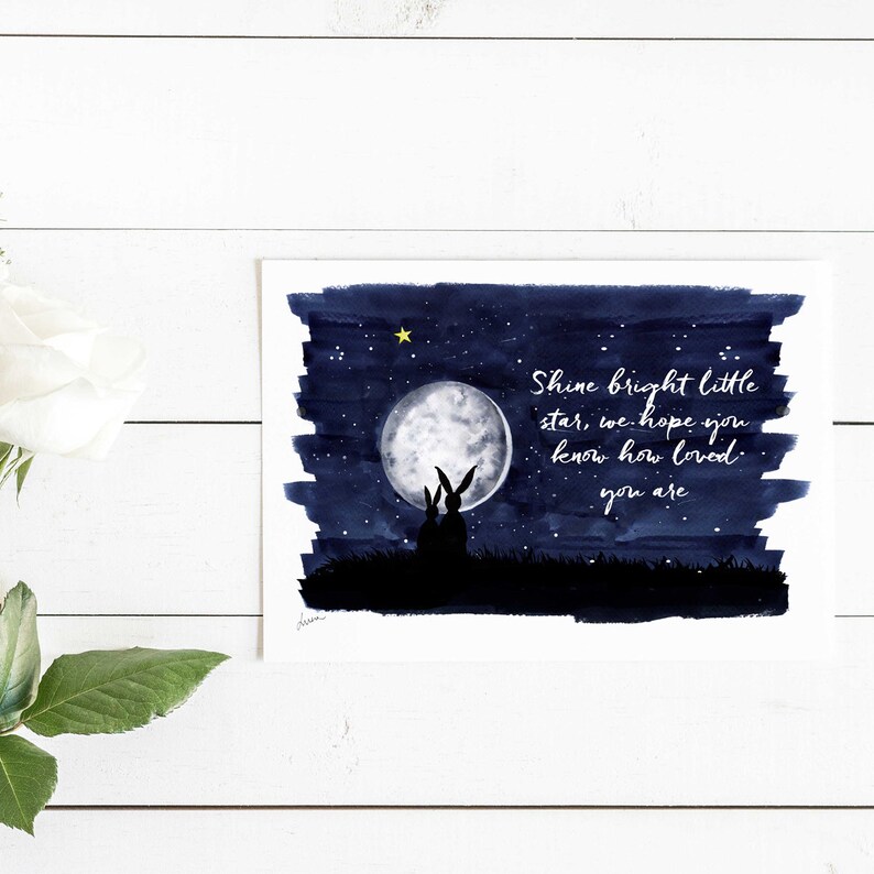 Shine Bright Little Star Card. Sweet Bunny Star Card - Etsy