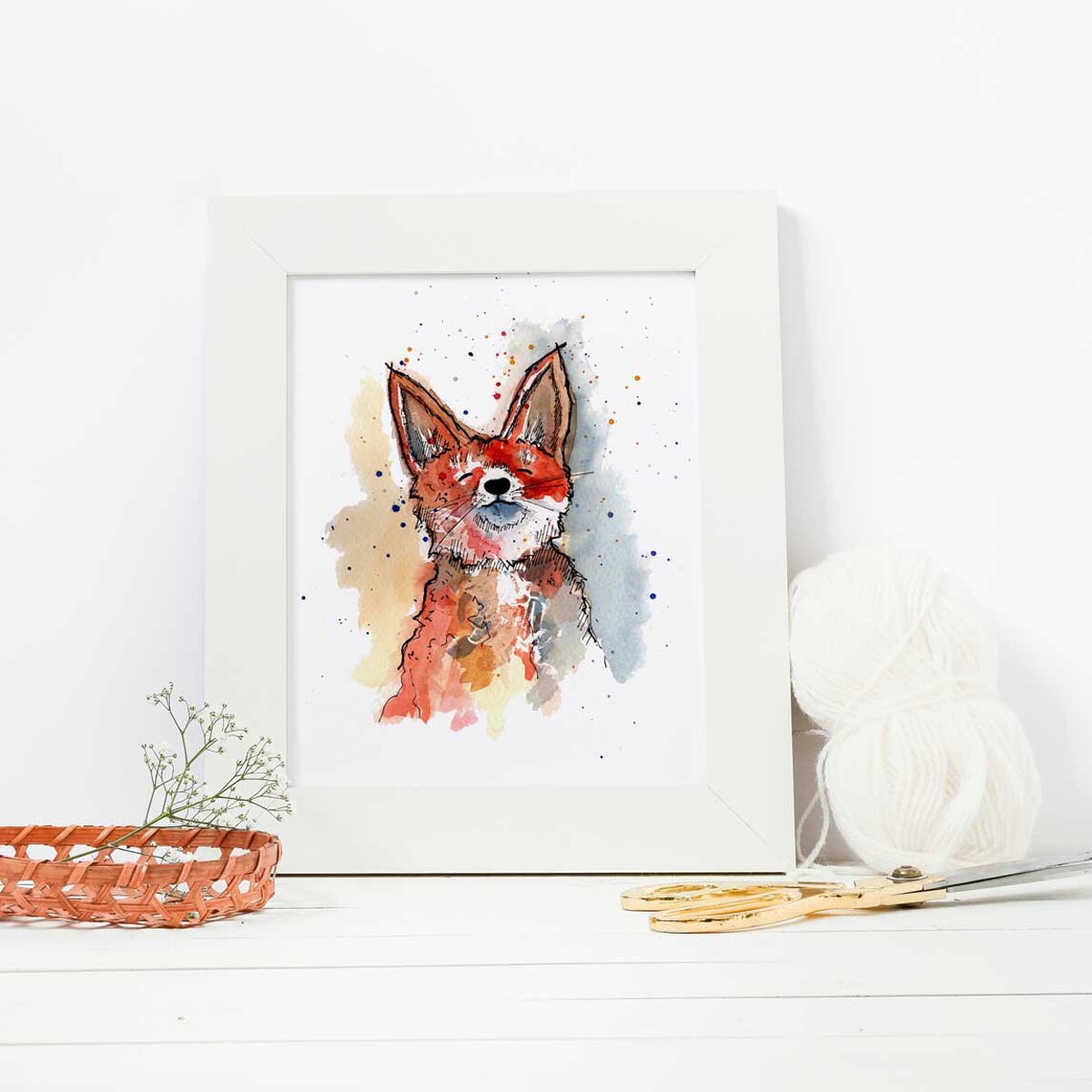 A4 PRINT happy Fox Fun Fox Watercolour Print Fun Colourful - Etsy