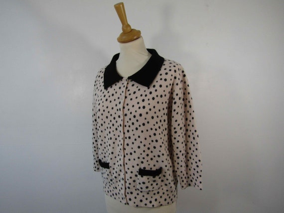 1990s Does 1950s Pin Black Polka Dot Collared Vintage… Gem