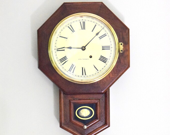 Seth Thomas 8 Day 10" Drop Octagon Wall Clock, Time Only With Oak ...