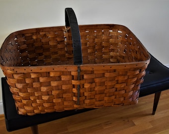 Vintage / Antique Split Oak Wood / Hardwood Picnic Basket With - Etsy