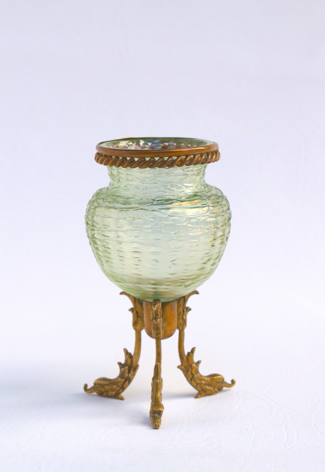 Early Loetz Small Threaded Glass Vase With Bronze Baroque - Etsy