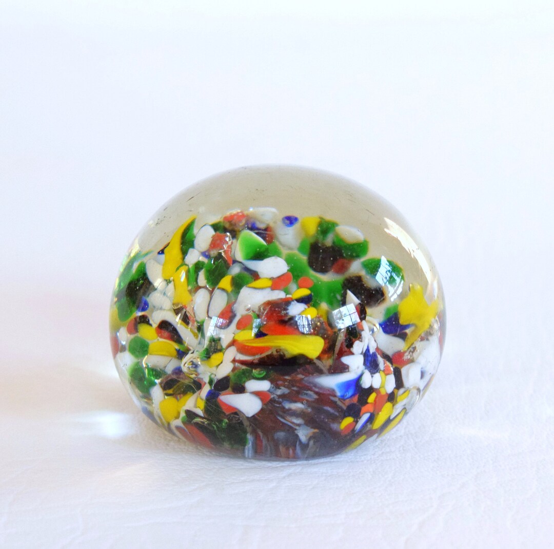 Vintage Confetti Floral Small Glass Paperweight 2 1/2" - Etsy