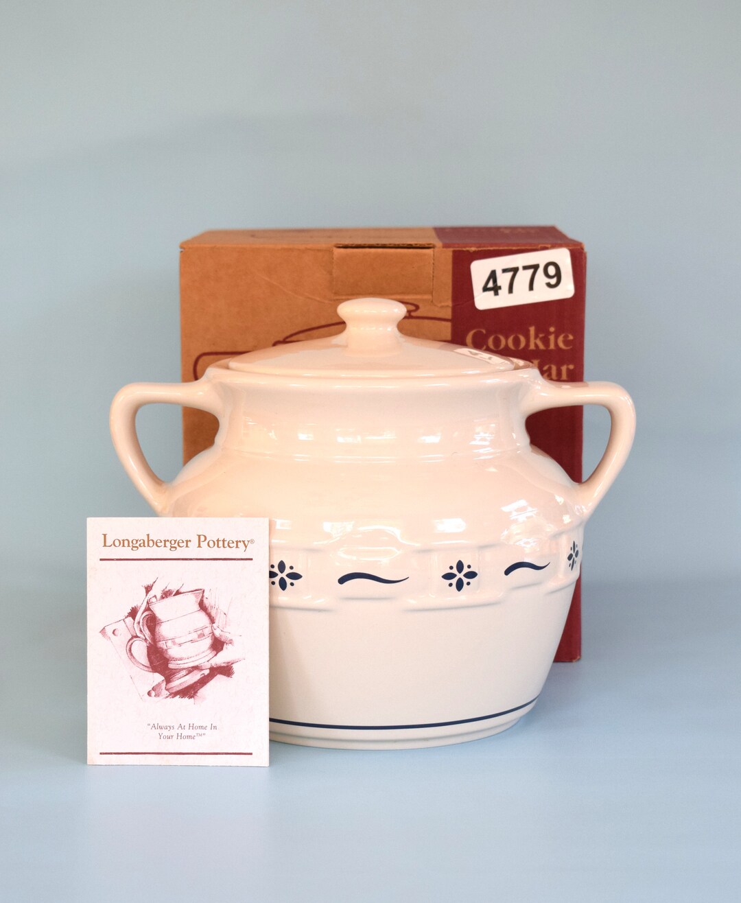 Longaberger Woven Traditions Classic Blue Cookie Jar New in Box, #4779 ...