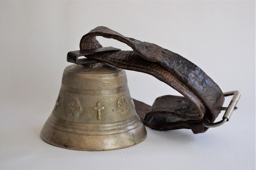 Rare Antique Swiss Made Cast Bronze Cow Bell With Crucifix, Animals and ...