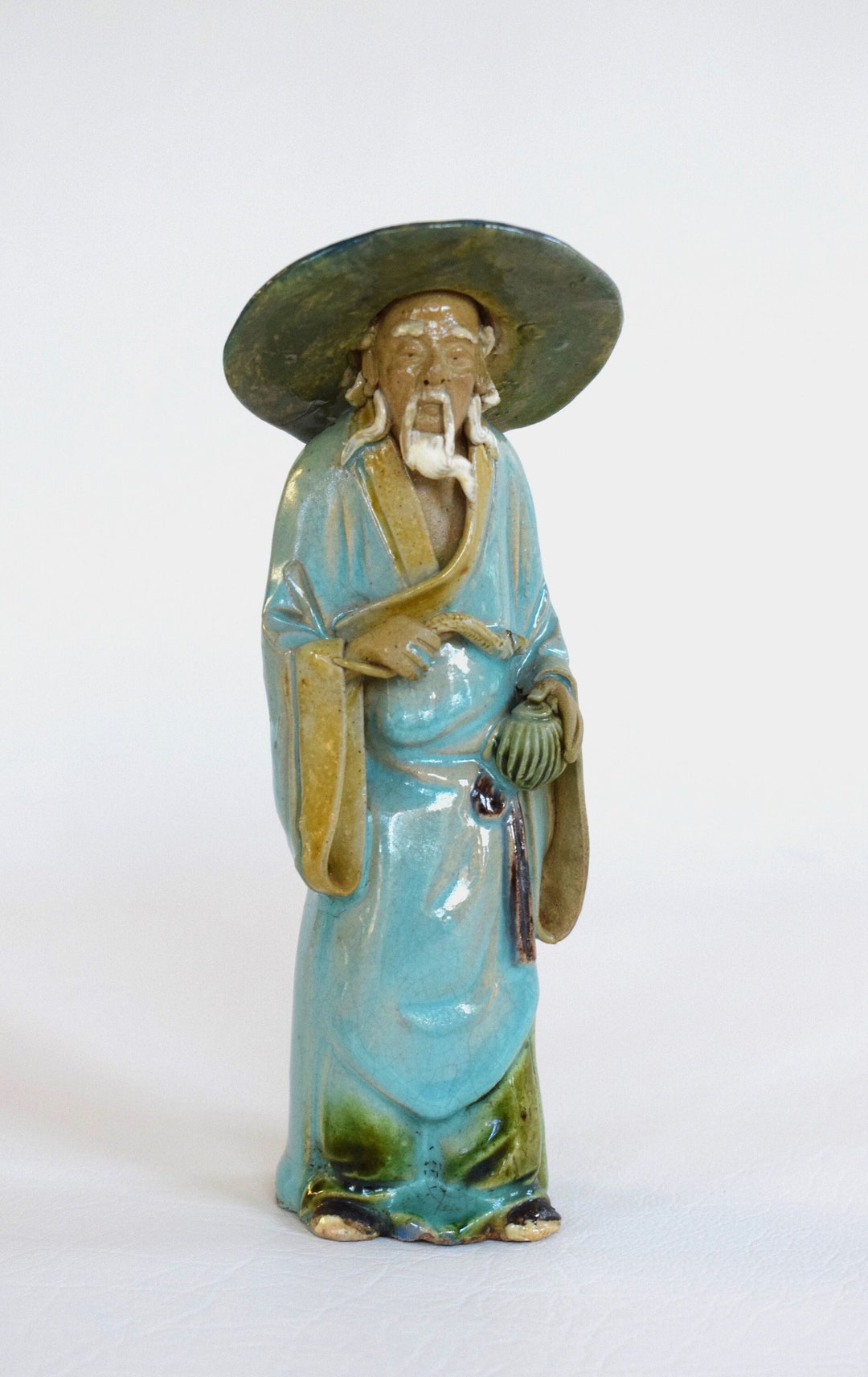 Antique Shiwan Mudman With Staff and Basket, 1890 - 1919, 6" - Etsy