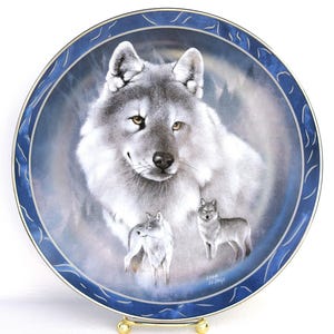Decorative Wolf Plate "silver Scout" by Eddie Lepage 1st Issue Spirit ...