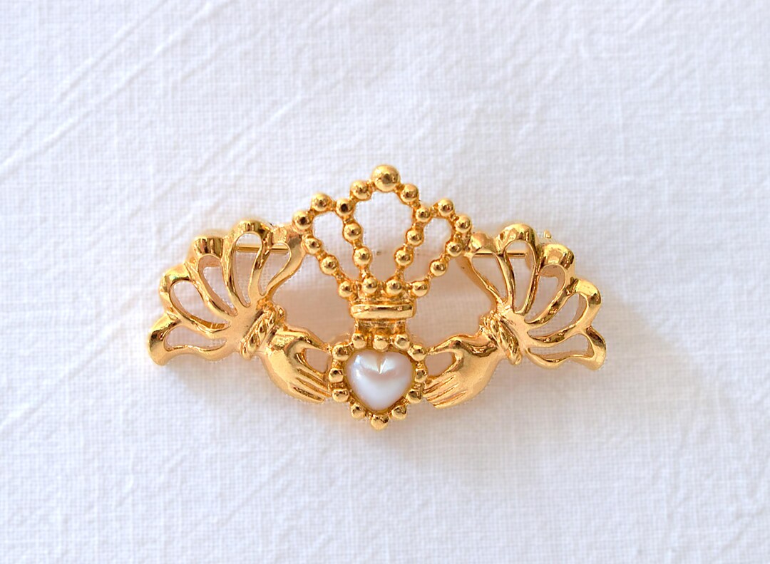 Vintage Avon Irish Claddagh Brooch With Faux Pearl, 1 7/8" - Etsy