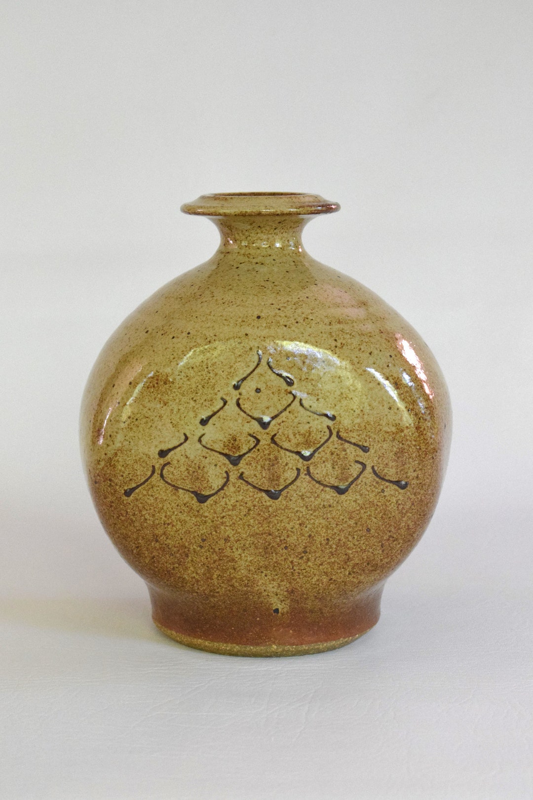 Vintage Jeff Diehl Stoneware Bottle Vase 7 1/2" X 6", Signed - Etsy