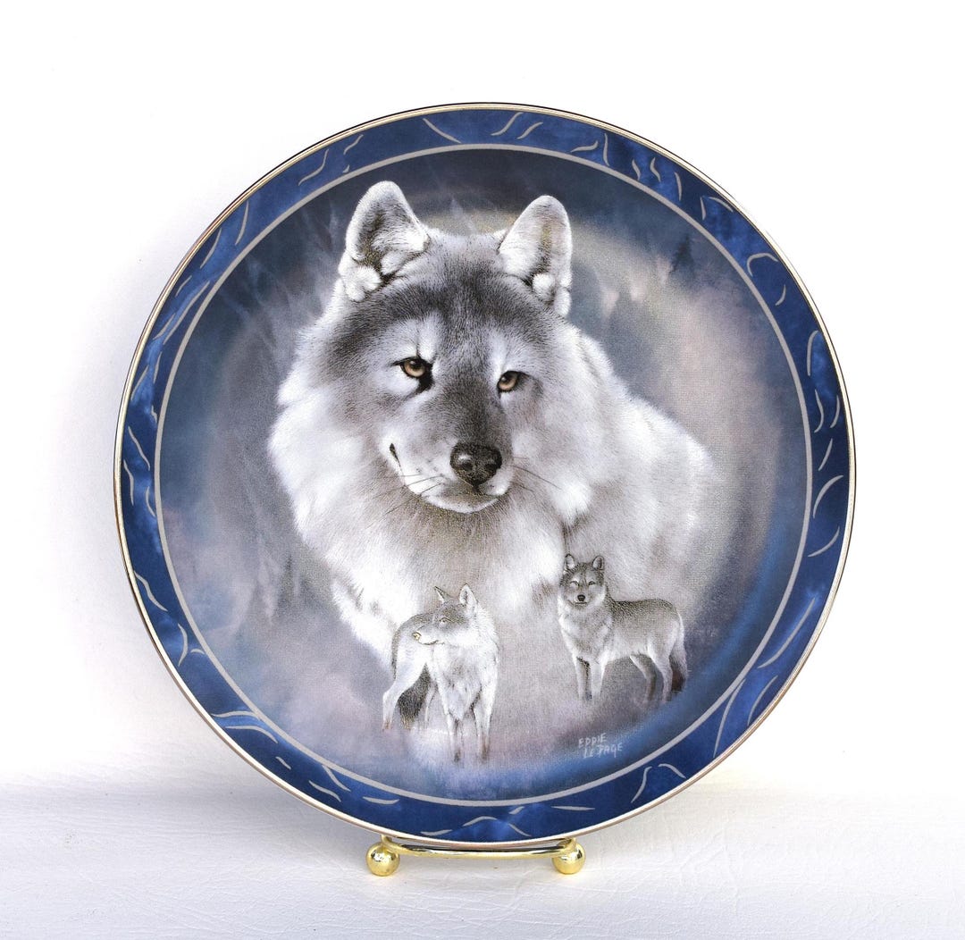 Decorative Wolf Plate "silver Scout" by Eddie Lepage 1st Issue Spirit ...
