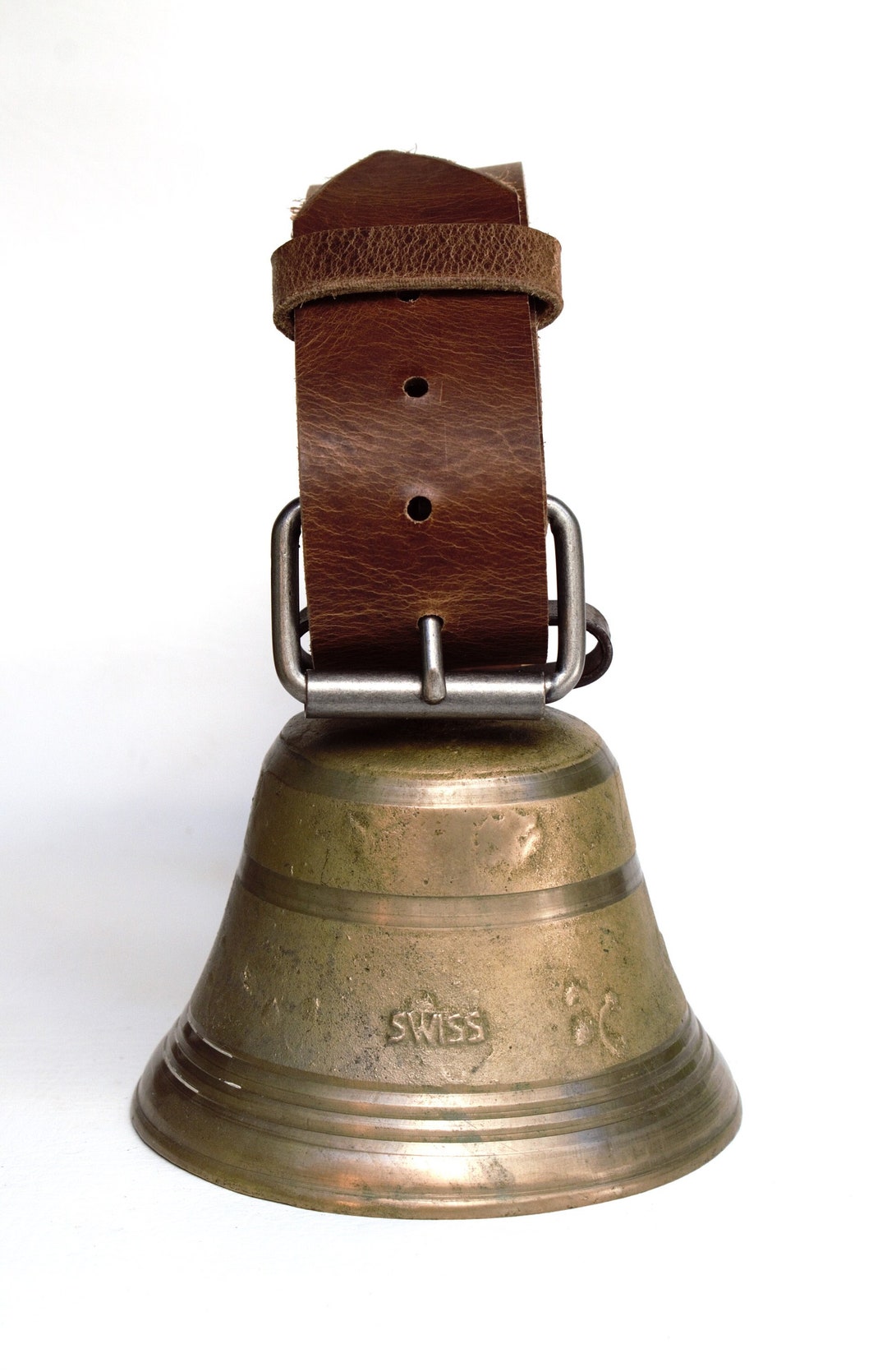 Antique Large Cow Bell With Cows, Wheat and Floral Motif and Leather ...