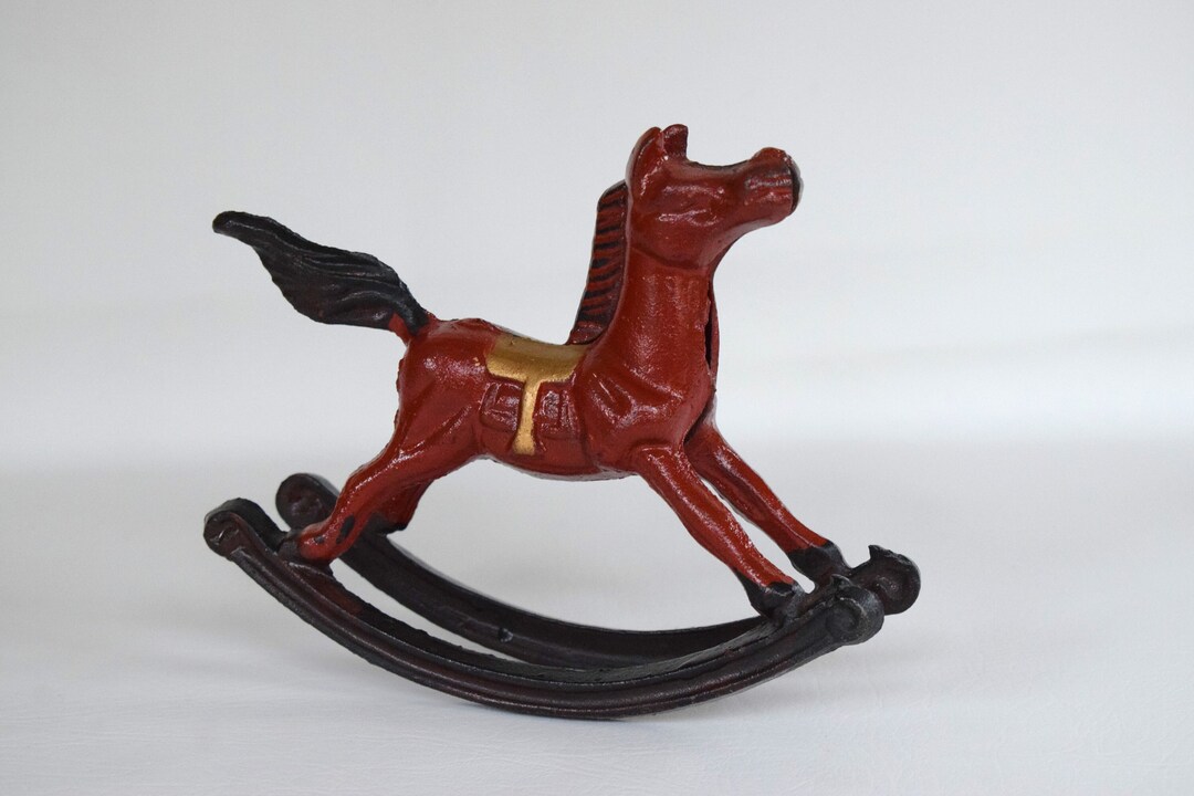 Vintage Hand Painted Cast Iron Rocking Horse 5 1/2" - Etsy