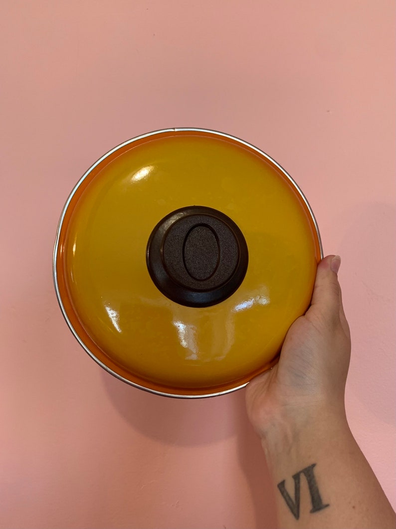 Retro Flower Pattern Enamel Sauce Pan With Lid 1970s Cookware Kitchen ...