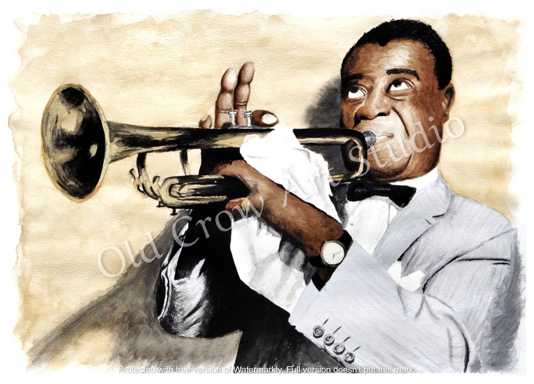 Louis Armstrong PRINT Watercolor Painting, Fine Arts, Jazz, Music ...