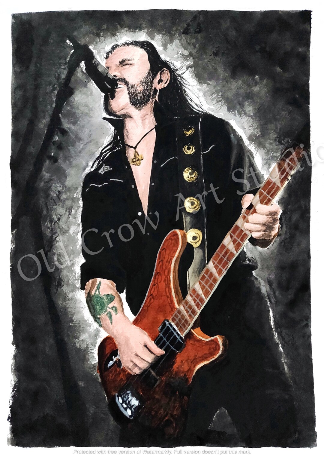 Lemmy Kilmister of Motorhead PRINT Watercolor Painting, Fine Art, Rock ...