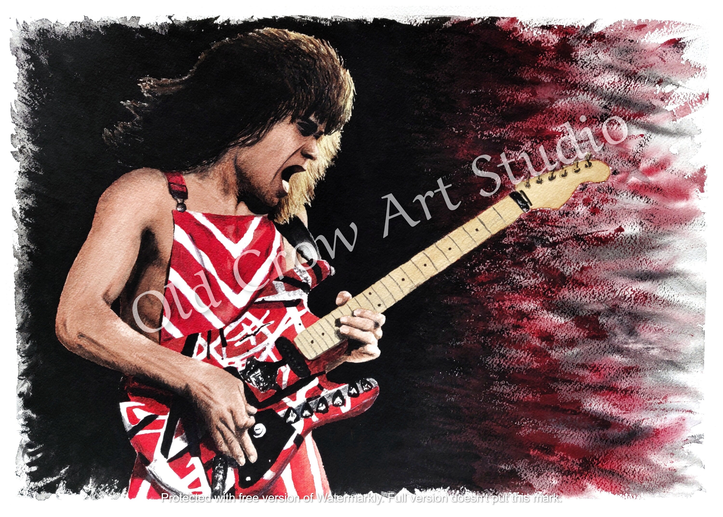 Eddie Van Halen PRINT Watercolor Painting Rock Music - Etsy