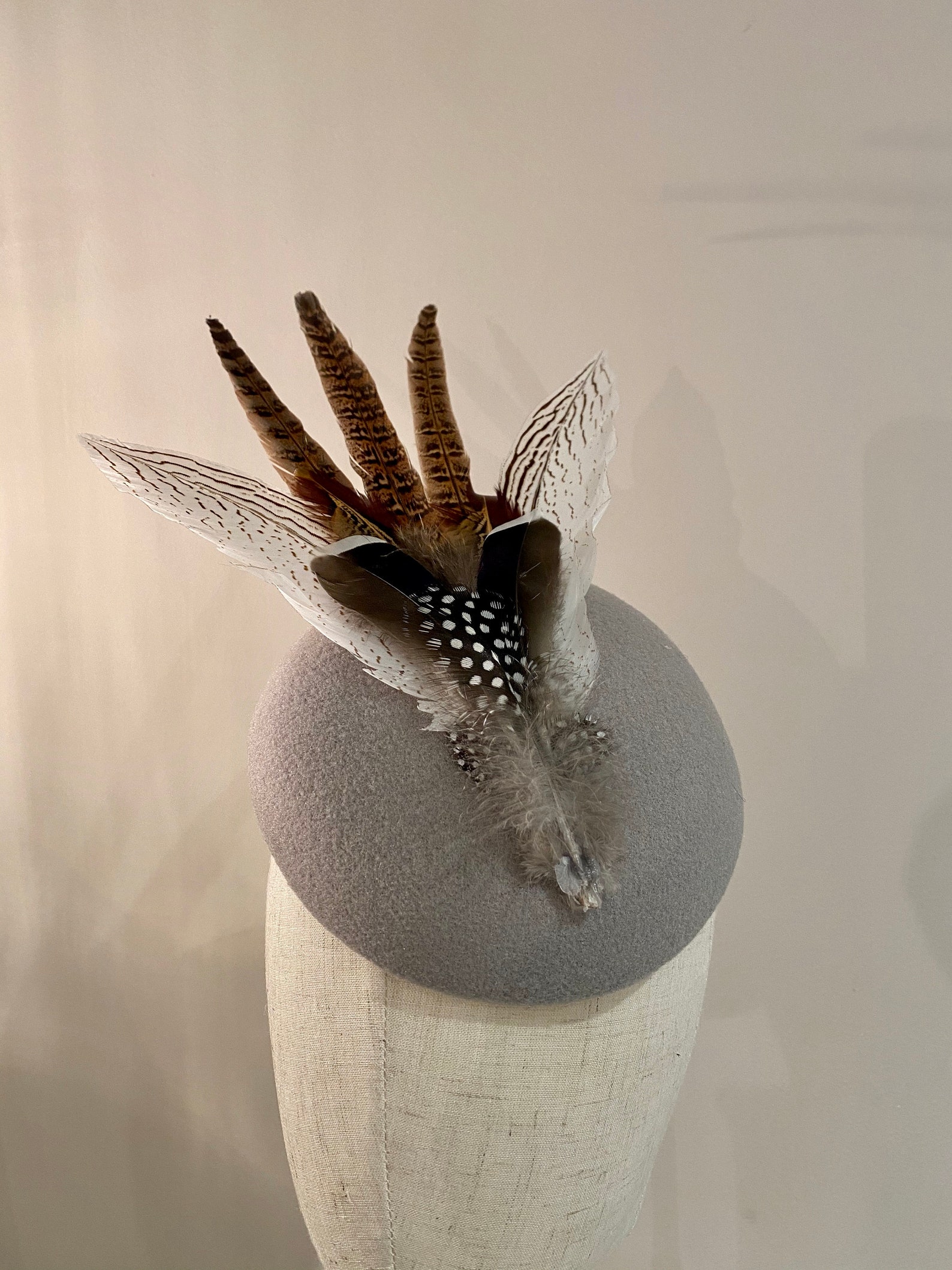 Grey Pheasant & Duck Feather Felt Fascinator Hat Wedding Races | Etsy