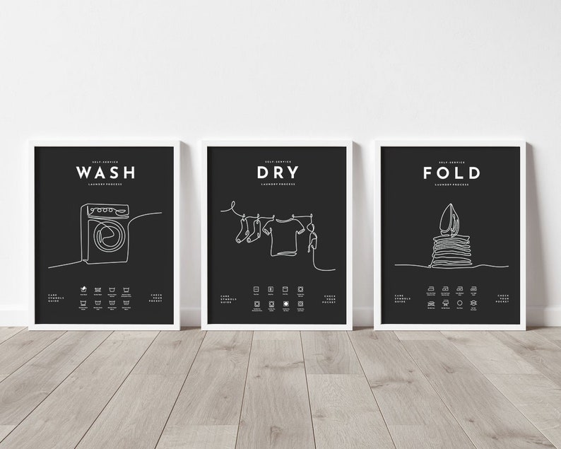 Lr06/wash-dry-fold Laundry Room Poster Three Pieces Print - Etsy