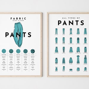 Pants Poster Guide and Types, Print Wall Art Seamstress Sewing Pattern ...