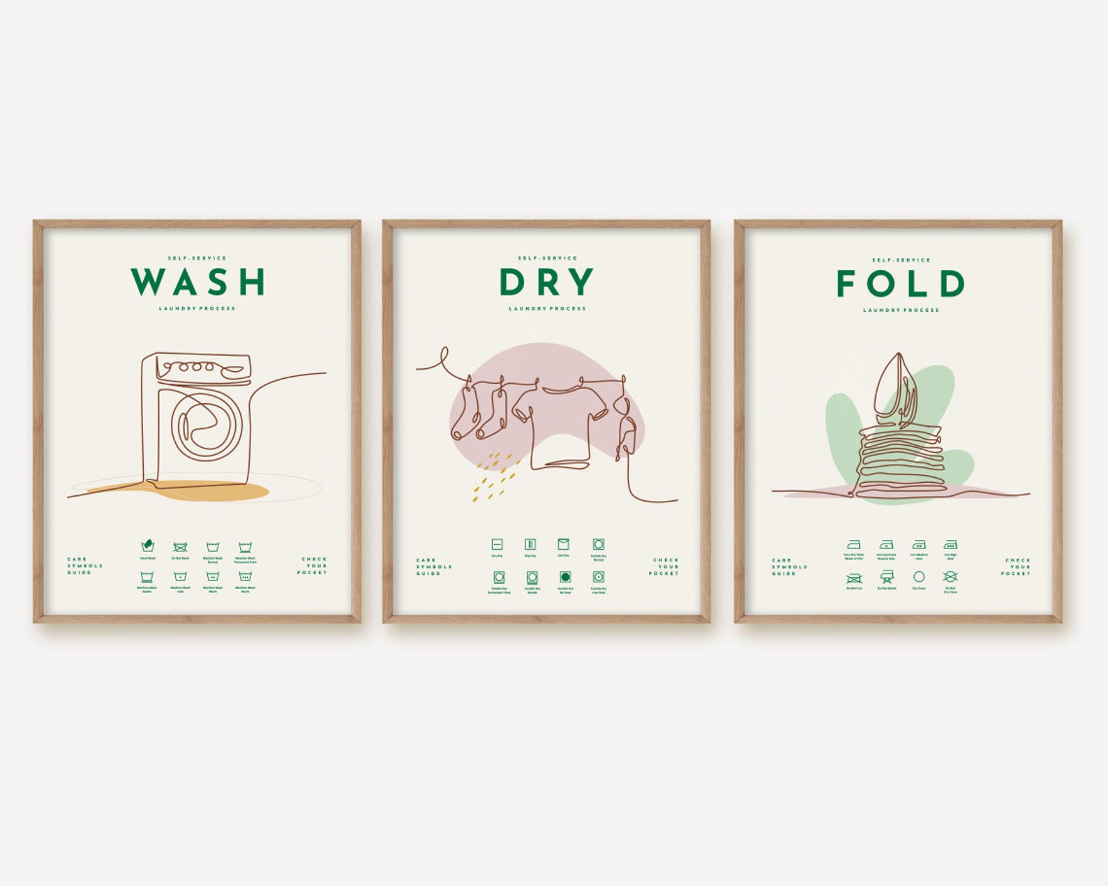 Lr07/wash-dry-fold Laundry Room Poster Three Piece Print - Etsy