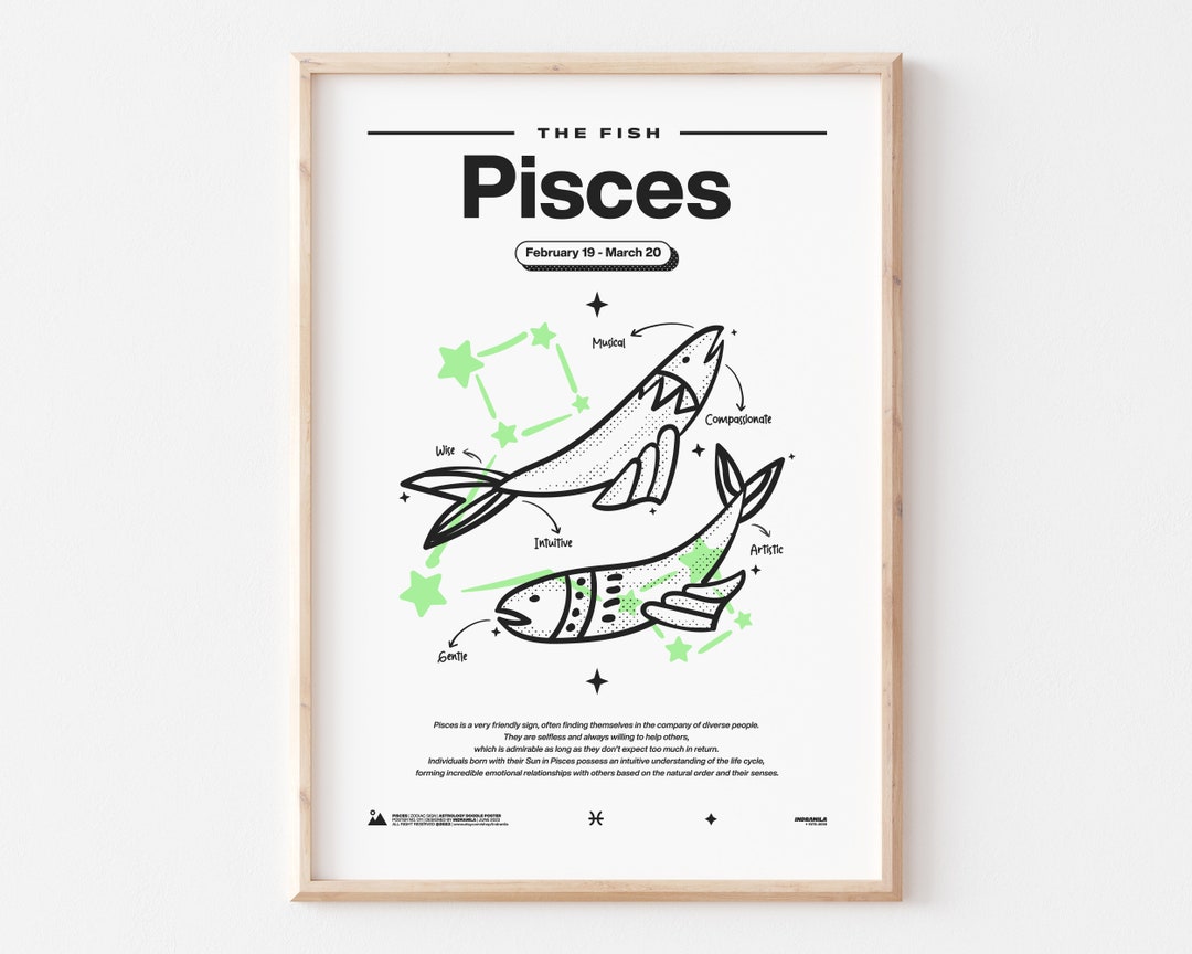 ZP/11 Pisces, Zodiac Sign, Definition, Explained, Traits, Hand Drawn ...