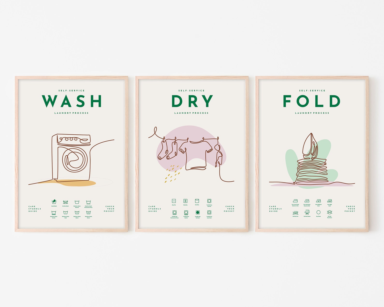 Lr07/wash-dry-fold Laundry Room Poster Three Pieces Print - Etsy