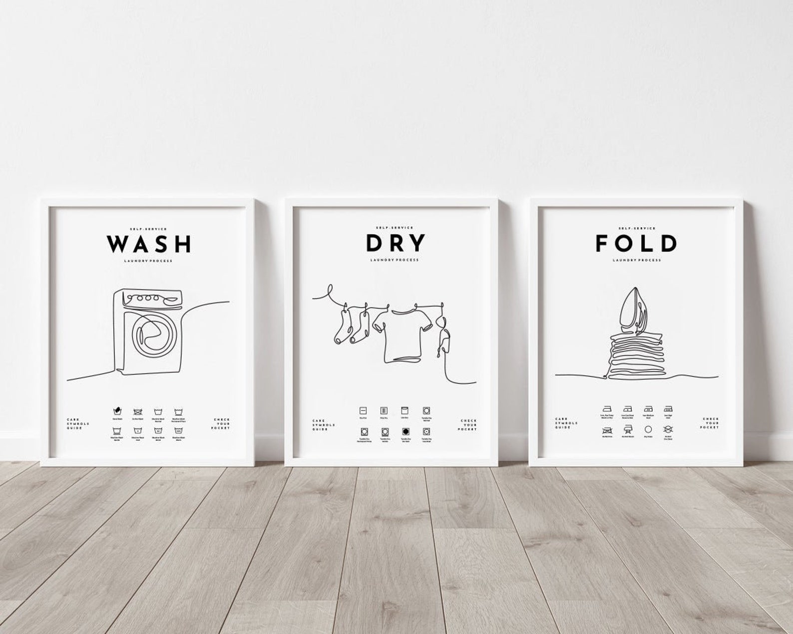 Lr05/wash-dry-fold Laundry Room Poster Three Piece Print - Etsy