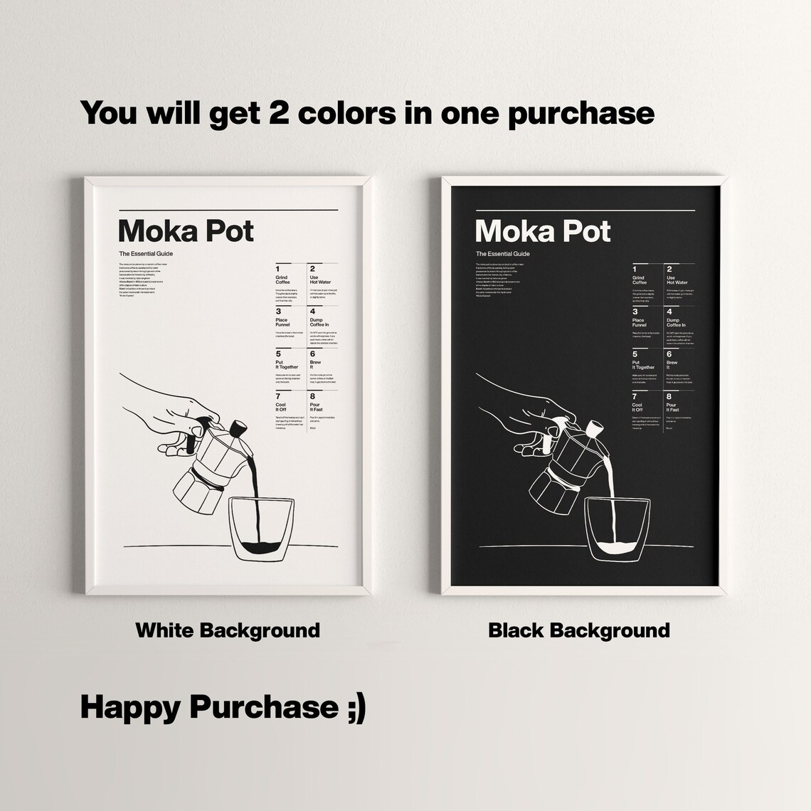 Moka Pot Guide Print, Minimalist Line Art (digital Download) - Etsy