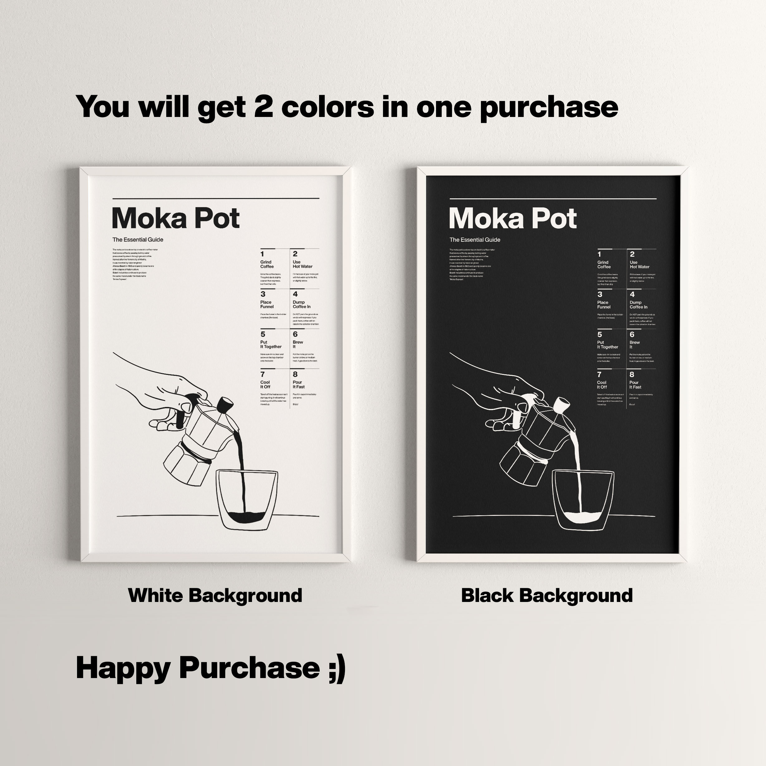 Moka Pot Guide Print, Minimalist Line Art (digital Download) - Etsy