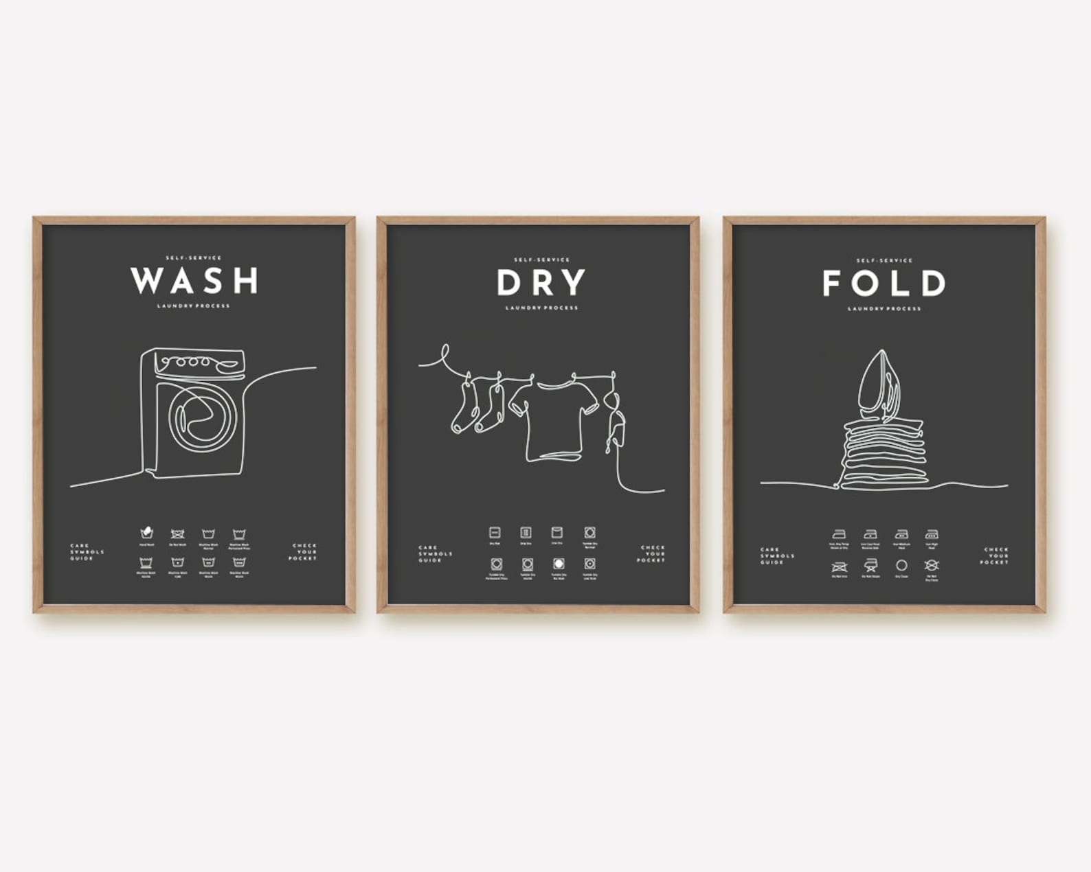 Lr06/wash-dry-fold Laundry Room Poster Three Pieces Print - Etsy