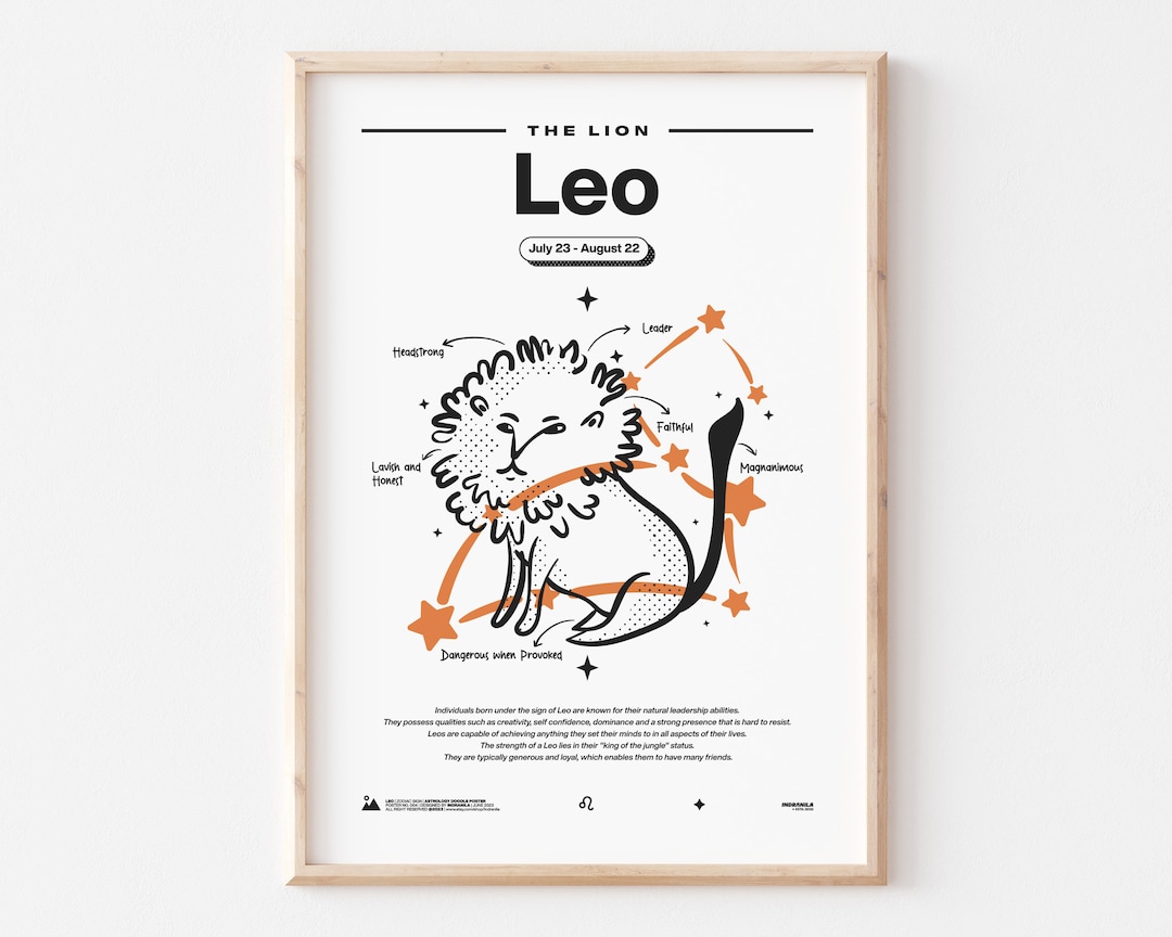ZP/04 Leo, Zodiac Sign, Definition, Explained, Traits, Hand Drawn ...