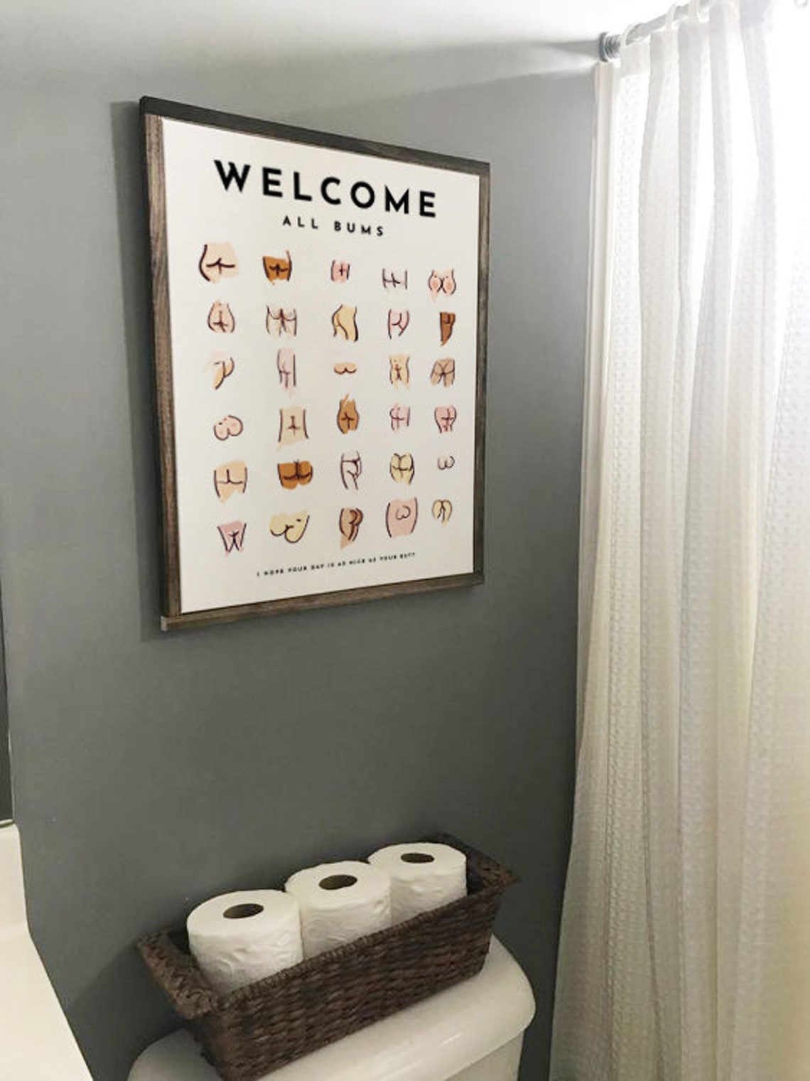 Br03/funny Bathroom Wall Art Collection of Butts for the - Etsy