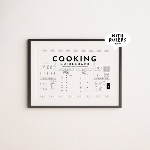 Kitchen Conversion Chart Horizontal Orientation With Ruler on - Etsy