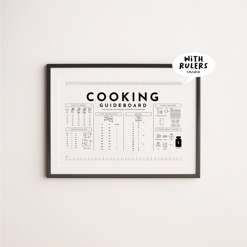 Kitchen Conversion Chart Horizontal Orientation With Ruler on - Etsy